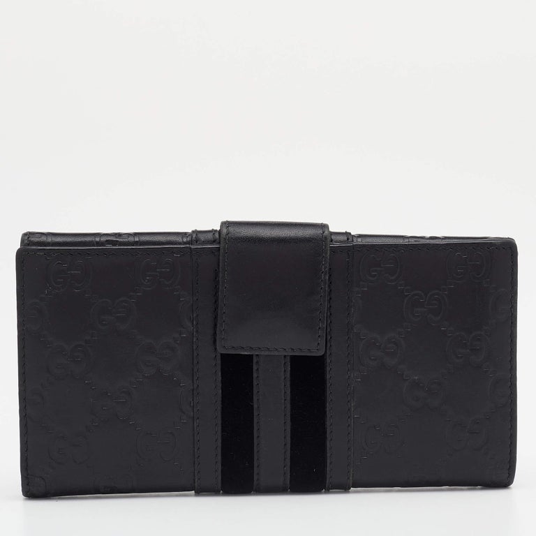 Gucci Black Guccissima Leather Bifold Flap Long Wallet For Sale at 1stDibs