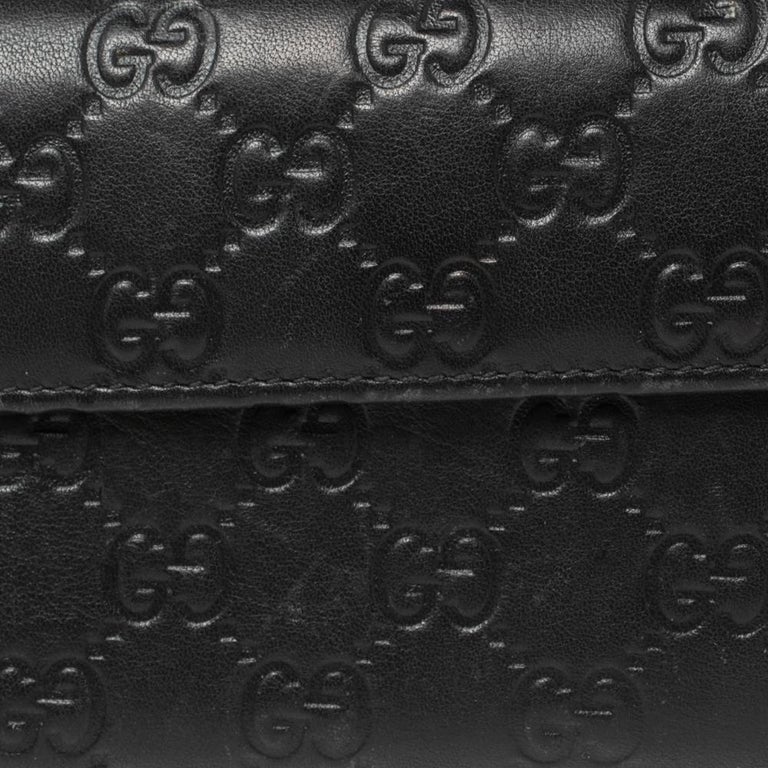 Gucci Black Guccissima Leather Continental Flap Wallet at 1stDibs