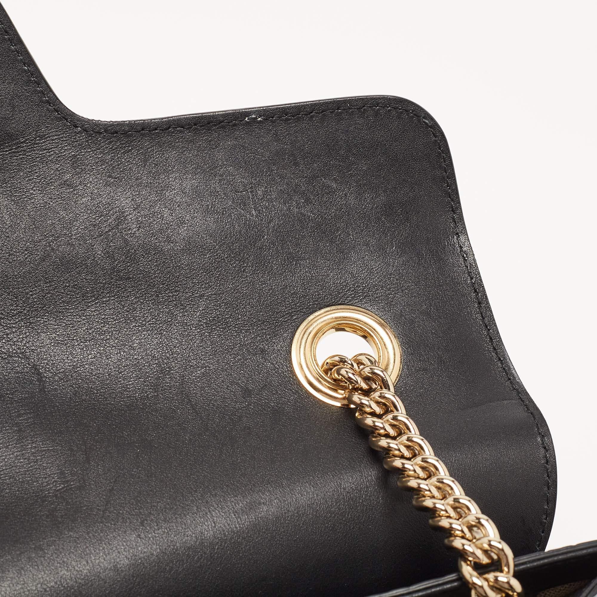 Gucci Black Guccissima Leather Emily Chain Shoulder Bag For Sale at 1stDibs
