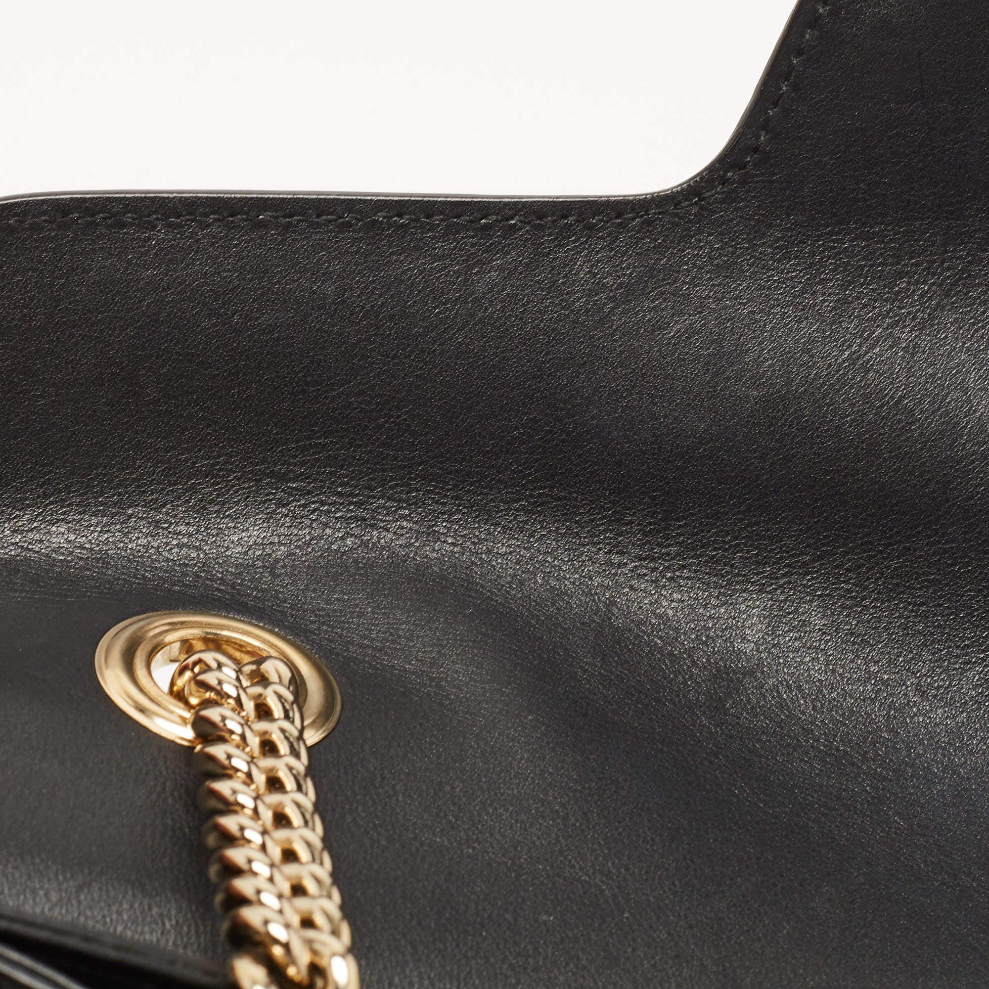 Gucci Black Guccissima Leather Emily Chain Shoulder Bag For Sale at 1stDibs