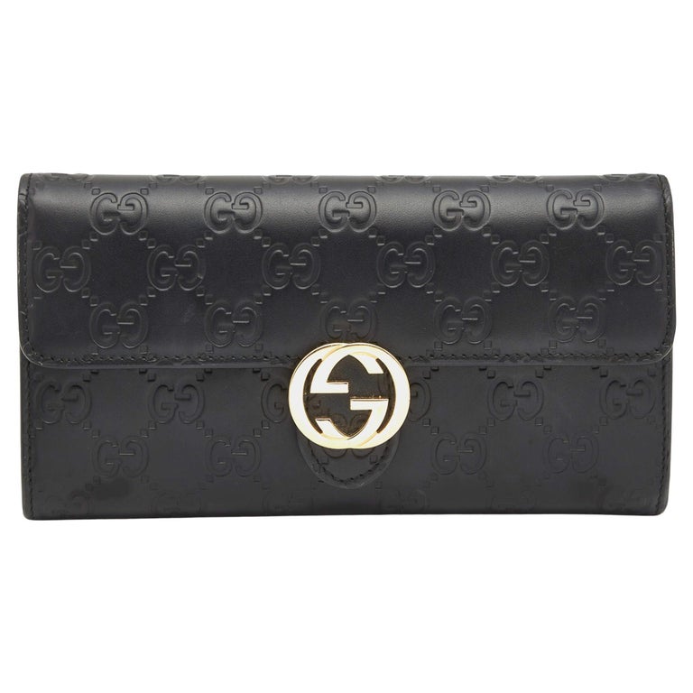 Gucci Black Guccissima Leather GG Icon Continental Wallet For Sale at ...
