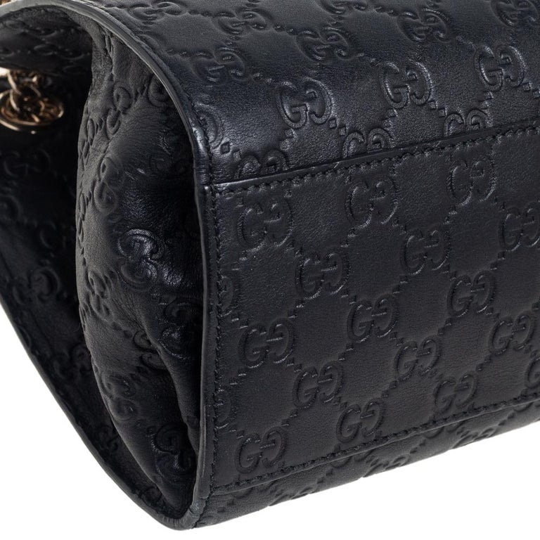 Gucci Black Guccissima Leather Large Emily Chain Shoulder Bag At 1stdibs