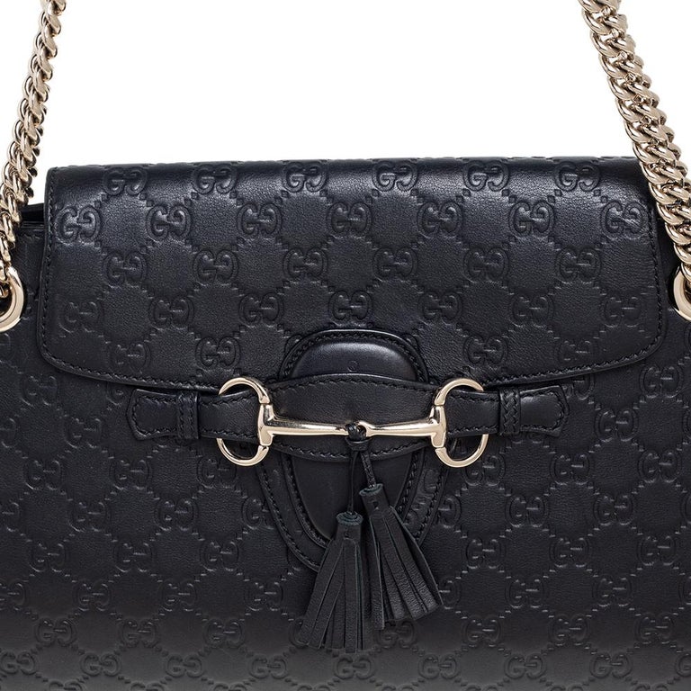 Gucci Black Guccissima Leather Large Emily Chain Shoulder Bag At 1stdibs