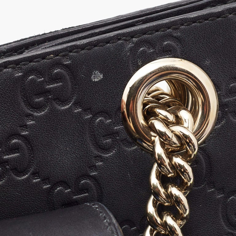 Gucci Black Guccissima Leather Large Emily Chain Shoulder Bag For Sale ...