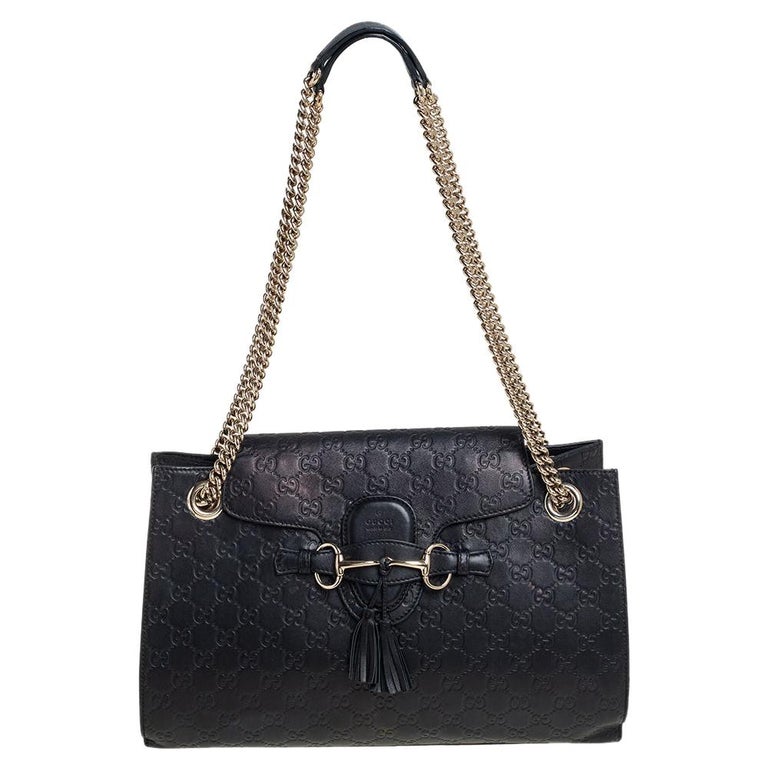 Gucci Black Guccissima Leather Large Emily Chain Shoulder Bag At 1stdibs