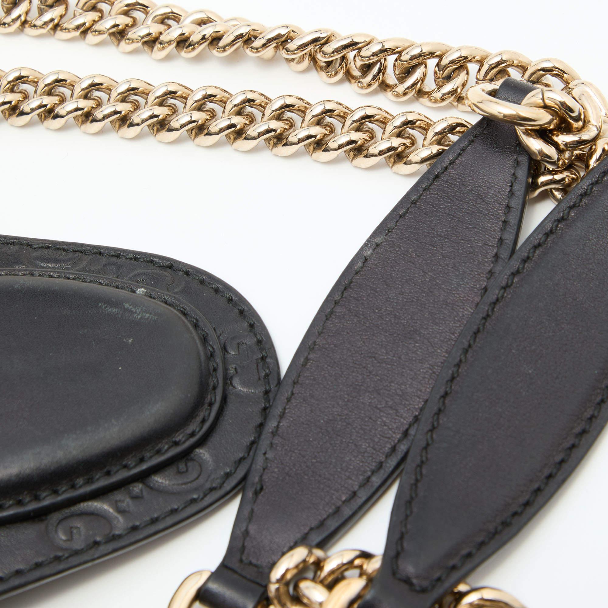 Gucci Black Guccissima Leather Medium Emily Chain Shoulder Bag For Sale ...