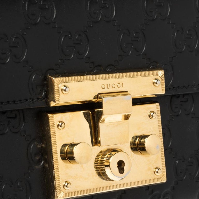 Gucci Black Guccissima Leather Small Padlock Shoulder Bag at 1stDibs