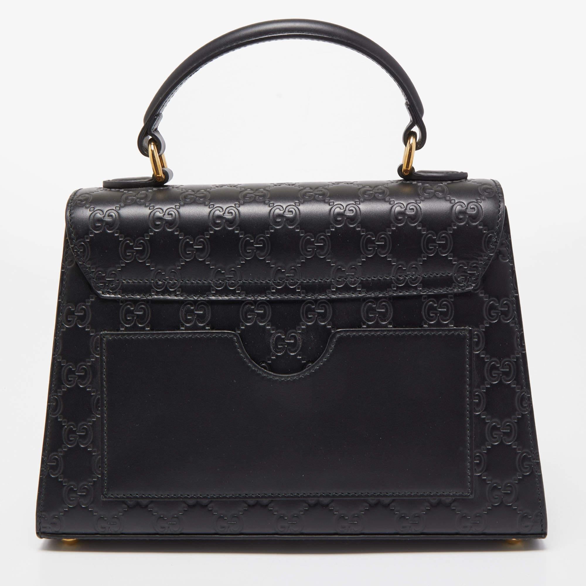 Gucci Black Guccissima Leather Small Padlock Top Handle Bag For Sale at ...