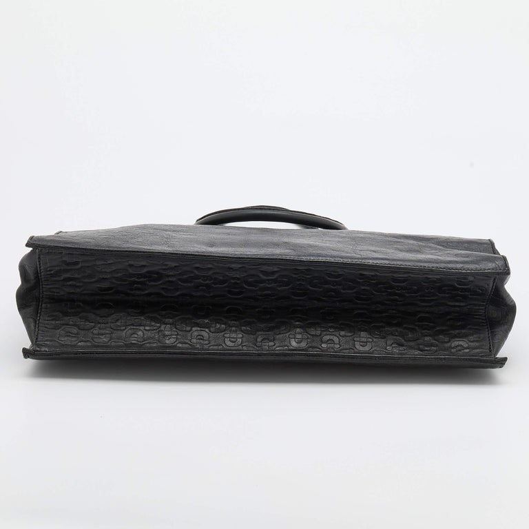 Gucci Black Horsebit Embossed Leather Large Tote For Sale at 1stDibs