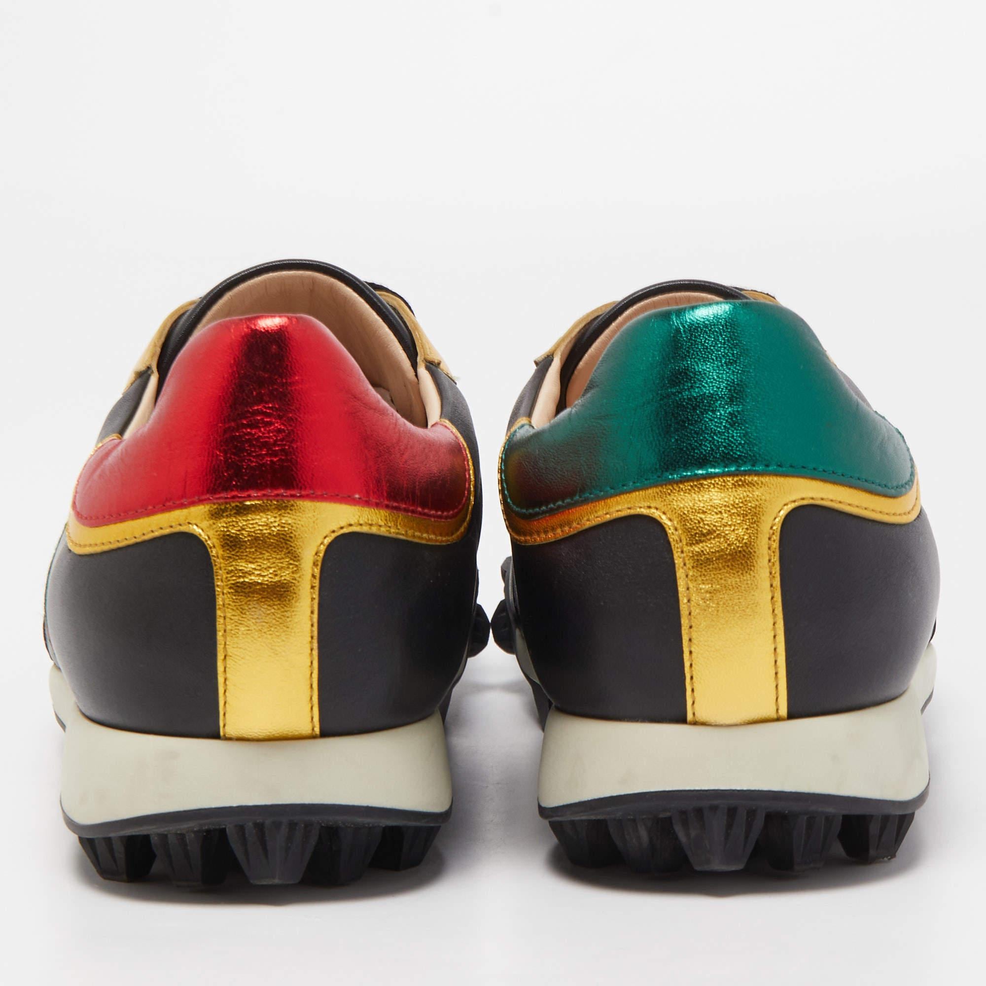 Gucci Black Leather Ace Football Low Top Sneakers Size 45.5 For Sale at ...