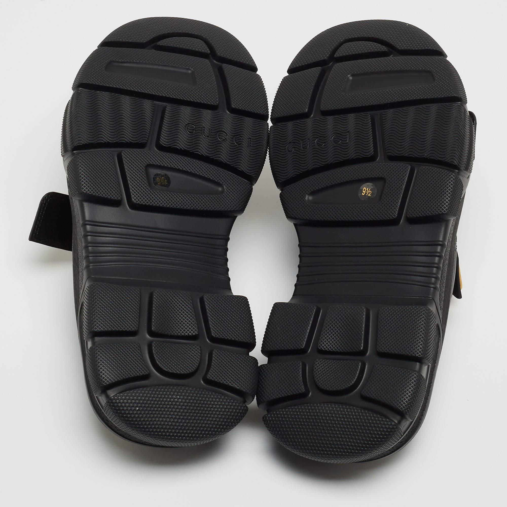 Gucci Black Leather Aguru Double Buckle Flat Sandals Size 43.5 For Sale ...