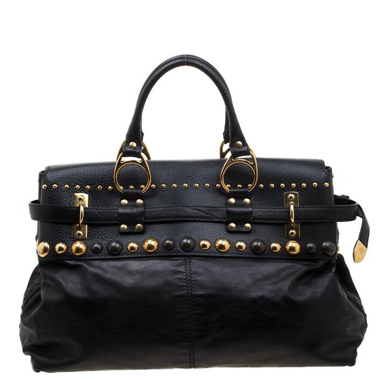 Gucci Black Leather Babouska Belted Tote at 1stDibs