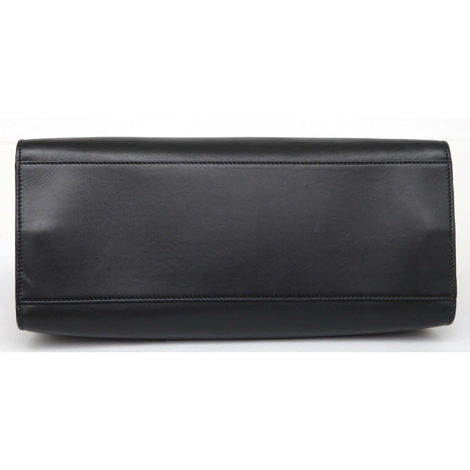 GUCCI Black Leather Bag Tote Bamboo Top Handle Web Shoulder Strap For ...