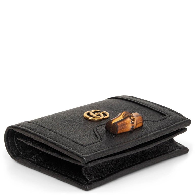 GUCCI black leather BAMBOO DETAIL MINI Wallet at 1stDibs