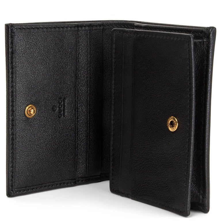 GUCCI black leather BAMBOO DETAIL MINI Wallet at 1stDibs