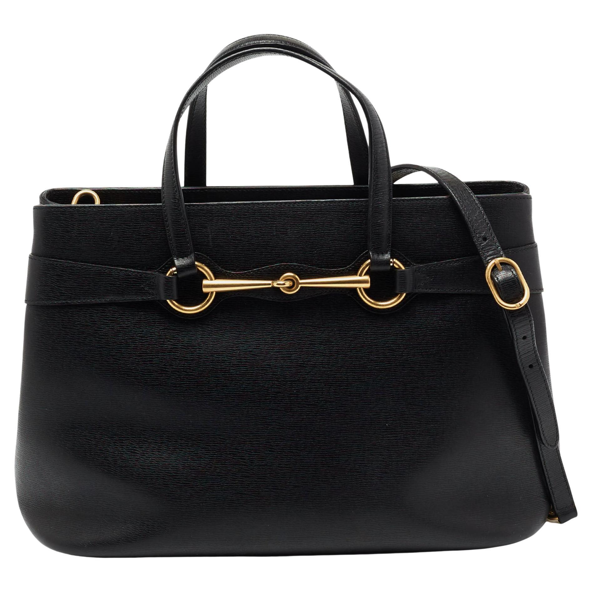 Gucci Black Leather Bright Bit Tote at 1stDibs | gucci bright bit tote