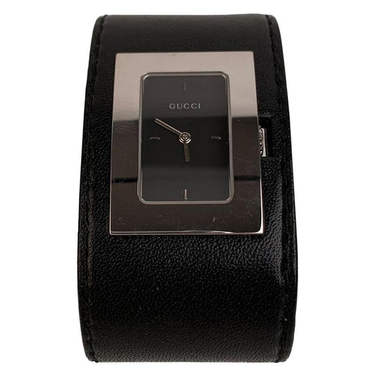 Gucci Black Leather Cuff Wrist Watch Mod. 7800 L For Sale at 1stDibs ...
