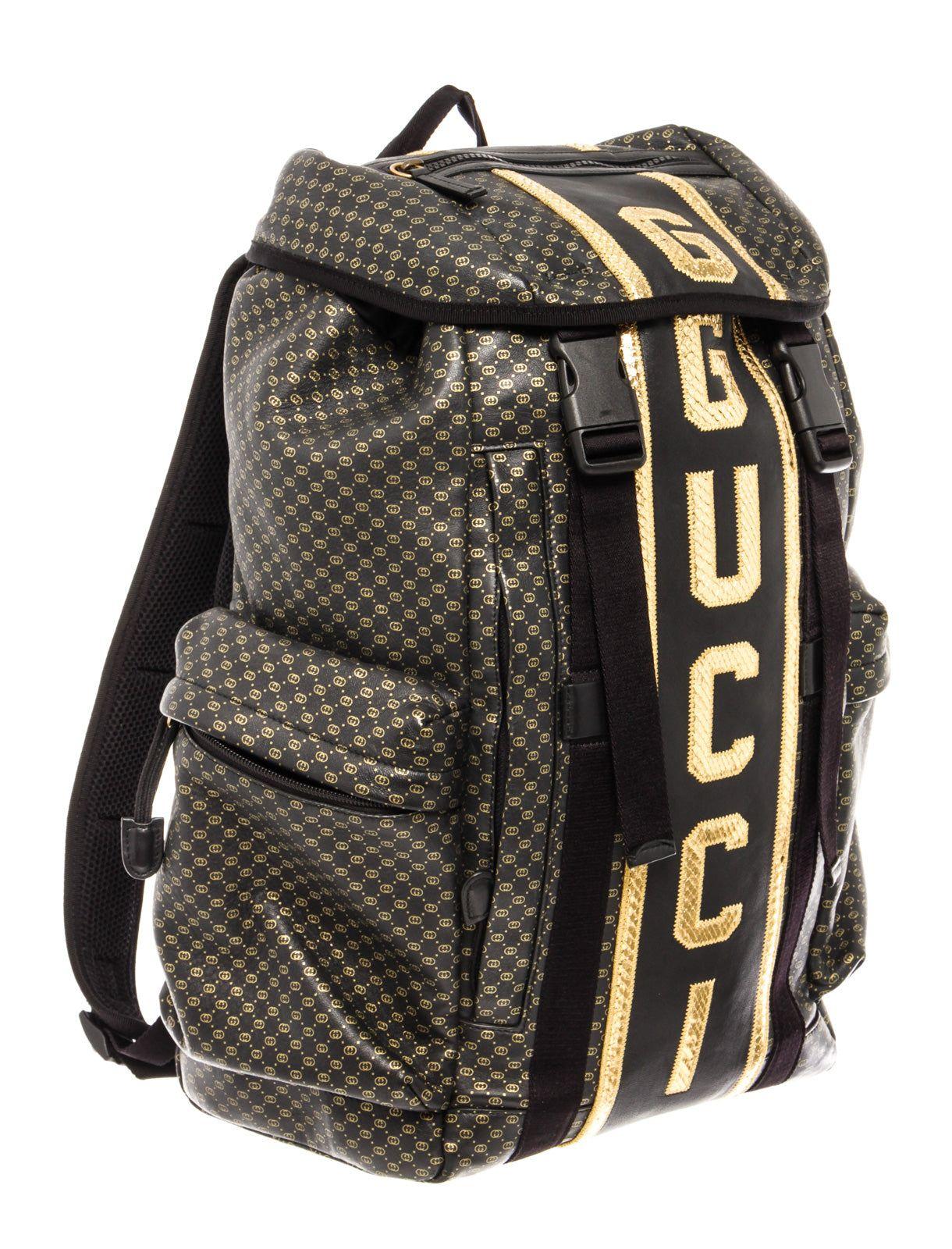 Gucci Black Leather Dapper Dan Backpack Bag with leather, gold-tone ...