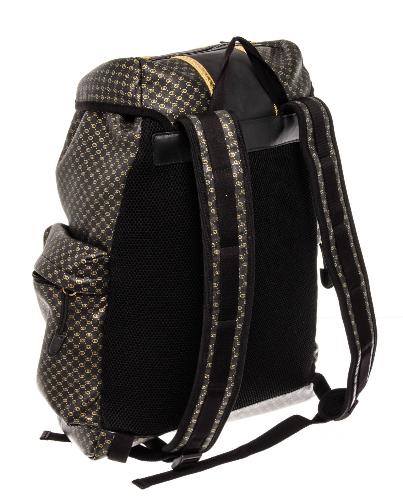 Gucci Black Leather Dapper Dan Backpack Bag with leather, gold-tone ...