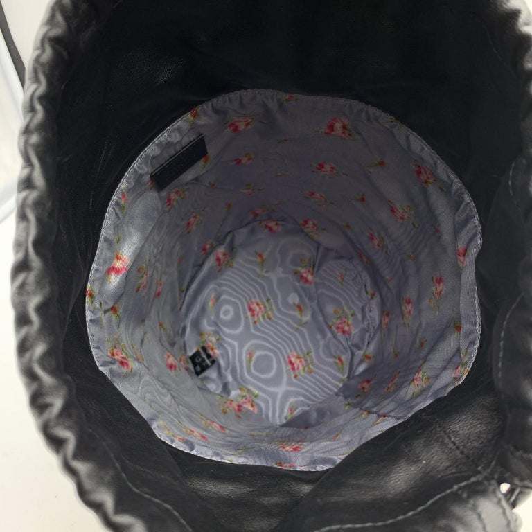 Gucci Black Leather Enamel Cage Round Bucket Bag Tote Handbag For Sale ...