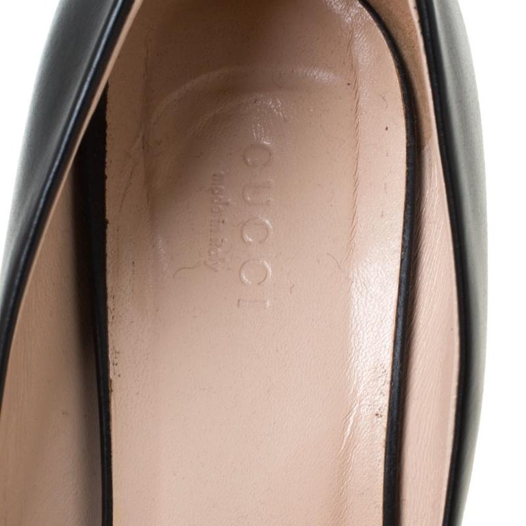 Gucci Black Leather Horsbit Block Heel Pumps Size 41 For Sale at 1stDibs
