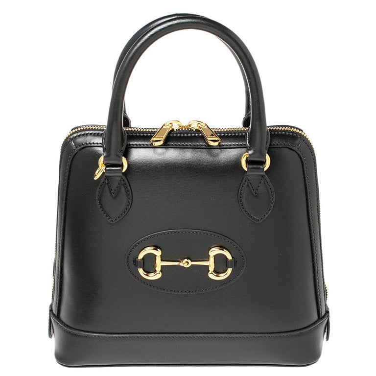 Gucci Black Leather Horsebit 1955 Satchel at 1stDibs