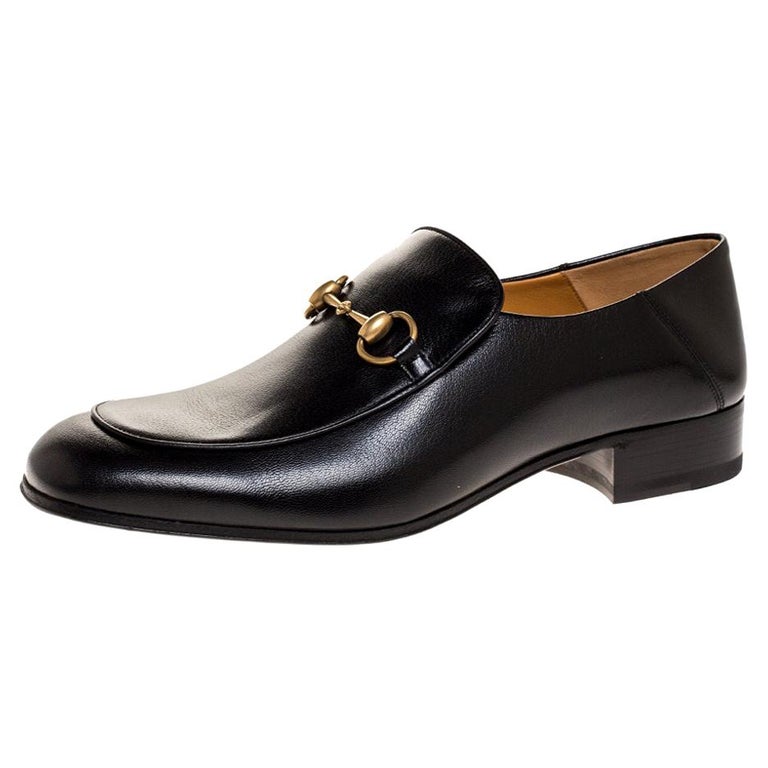 Gucci Black Leather Jordan Horsebit Slip On Loafers Size 44 at 1stDibs ...