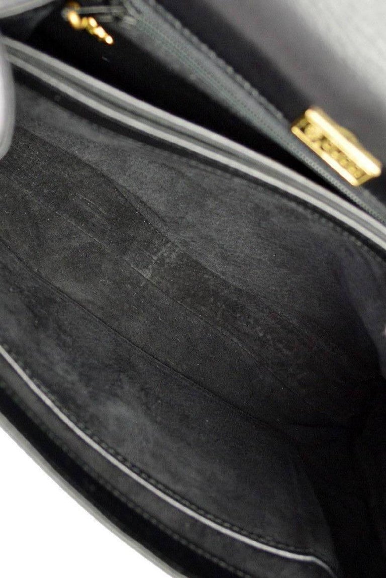 Gucci Black Leather Kelly Style Top Flap Evening Handle Satchel Bag For ...