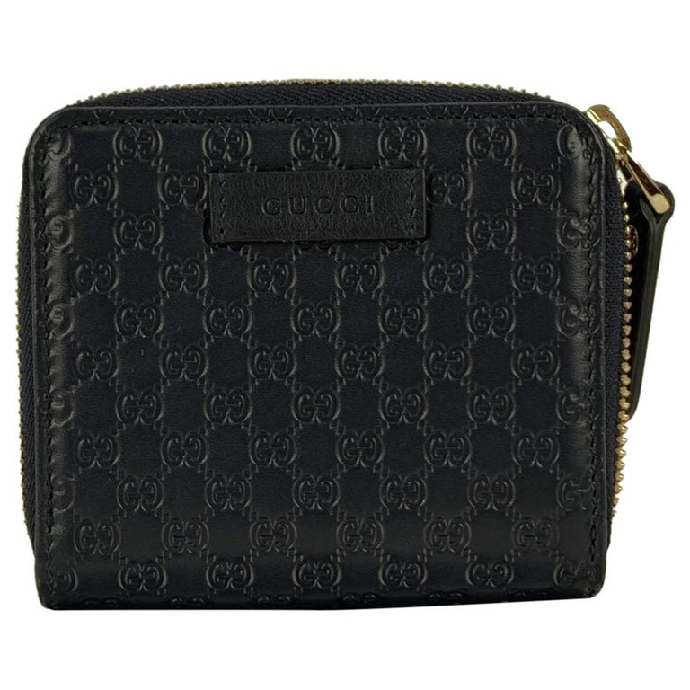 Gucci Black Leather Micro Guccissima Leather Compact Wallet Never Used ...