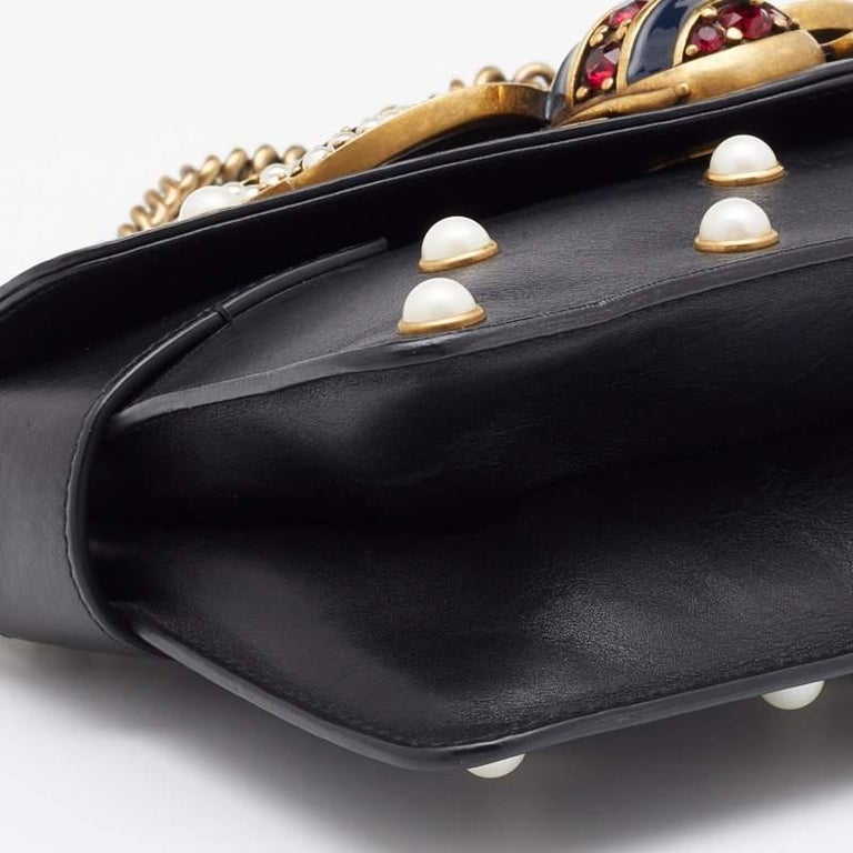 Gucci Black Leather Mini Pearl Studded Queen Margaret Broadway Shoulder ...