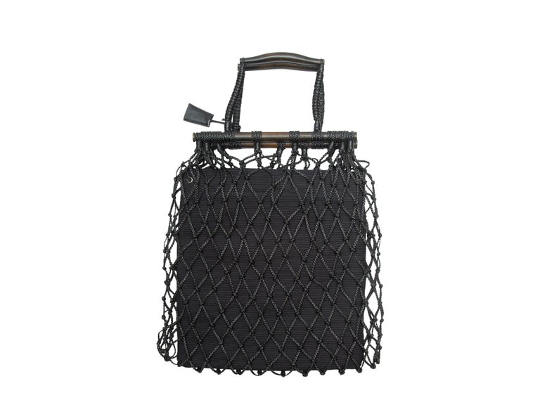 Gucci Black Leather Net Handbag at 1stDibs