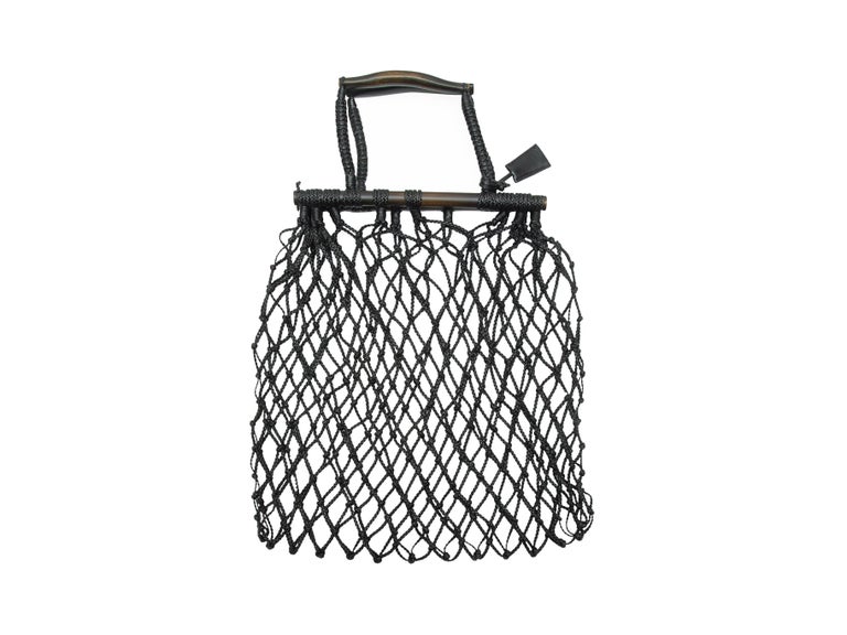 Gucci Black Leather Net Handbag at 1stDibs