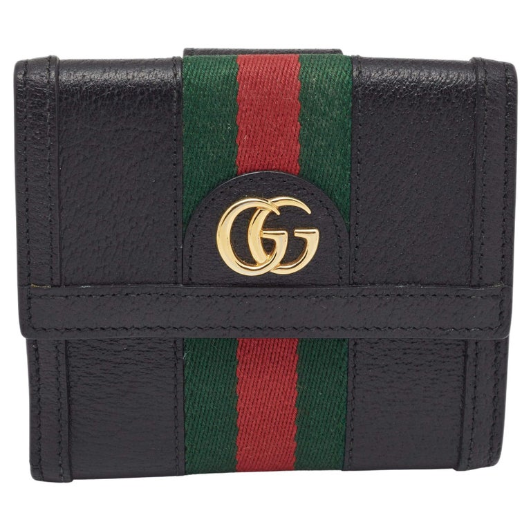 Gucci Black Leather Ophidia French Flap Wallet For Sale at 1stDibs