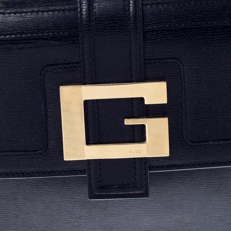 Gucci Black Leather Square G Flap Shoulder Bag at 1stDibs | leather ...