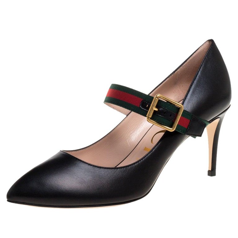 Gucci Black Leather Sylvie Mary Jane Pumps Size 38 at 1stDibs | gucci ...