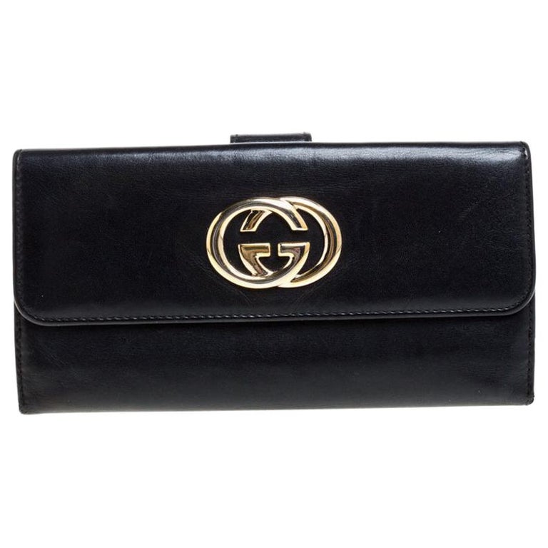Gucci Black Leather Vintage Continental Wallet at 1stDibs