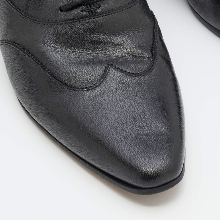 Gucci Black Leather Wingtip Lace Up Oxfords Size 43 For Sale at 1stDibs