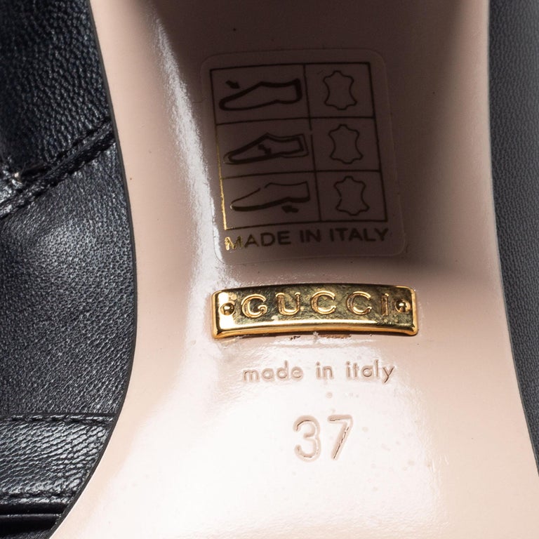 Gucci Black Marmont Leather Ankle Boots Size 37 For Sale at 1stDibs