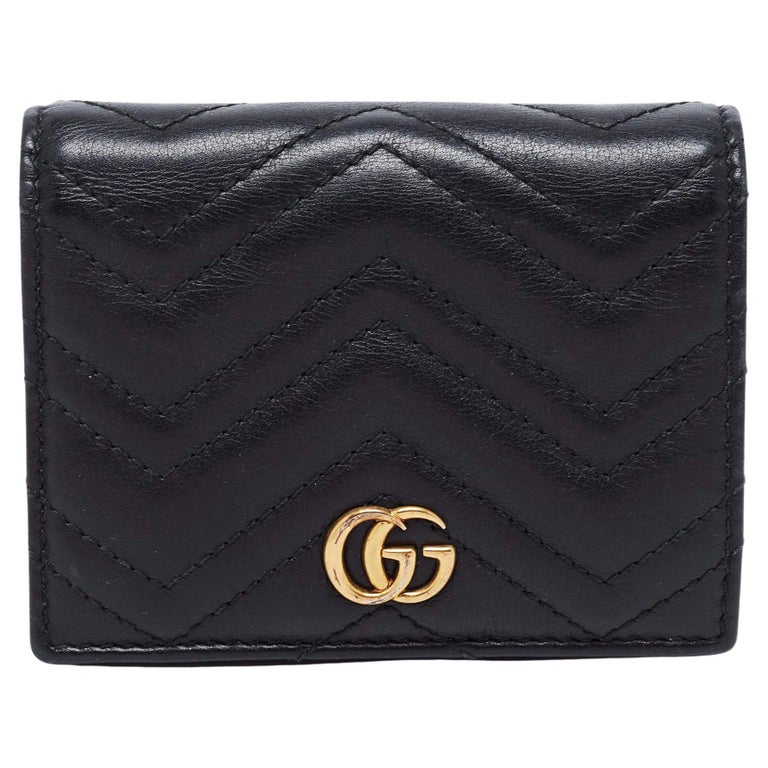 Gucci Black Matelassé Leather GG Marmont Card Case at 1stDibs