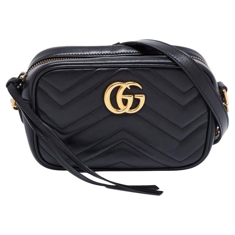 Gucci Black Matelassé Leather Mini GG Marmont Camera Bag at 1stDibs