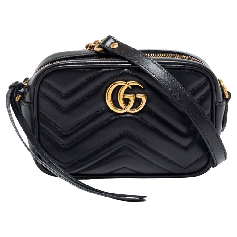 Gucci Black Matelassé Leather Mini GG Marmont Camera Bag at 1stDibs