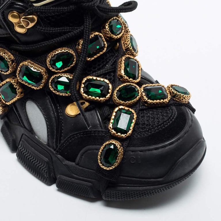 Gucci Black Mesh and Leather Flashtrek Reflective Sneakers Size 35 For ...