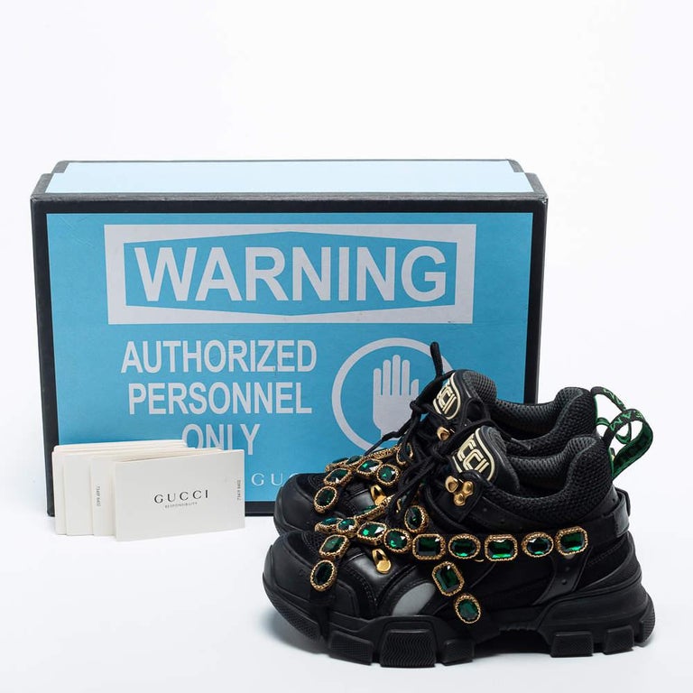 Gucci Black Mesh and Leather Flashtrek Reflective Sneakers Size 35 For ...