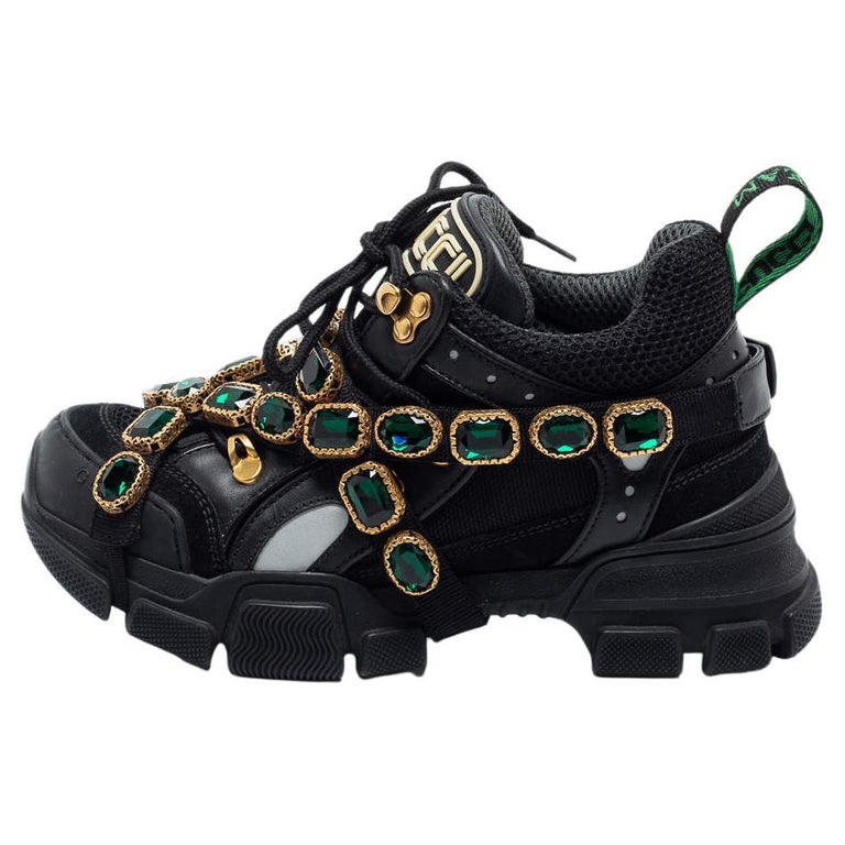 Gucci Black Mesh and Leather Flashtrek Reflective Sneakers Size 35 For ...
