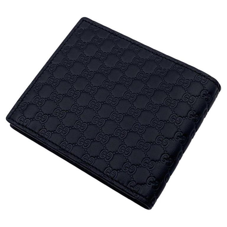Gucci Black Microguccissima Leather Bifold Wallet Coin Purse For Sale ...