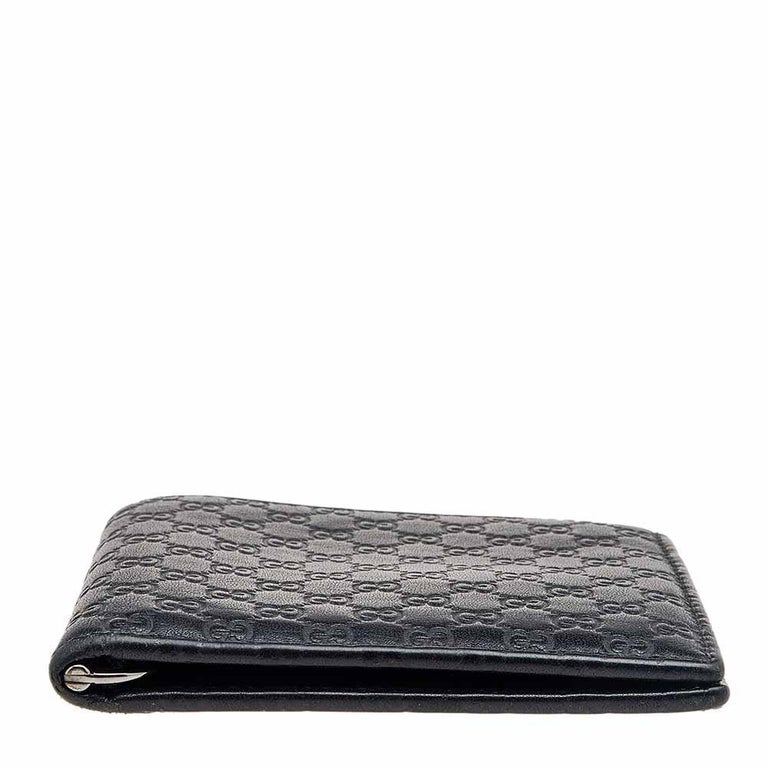 Gucci Black Microguccissima Leather Money Clip Bifold Wallet at 1stDibs