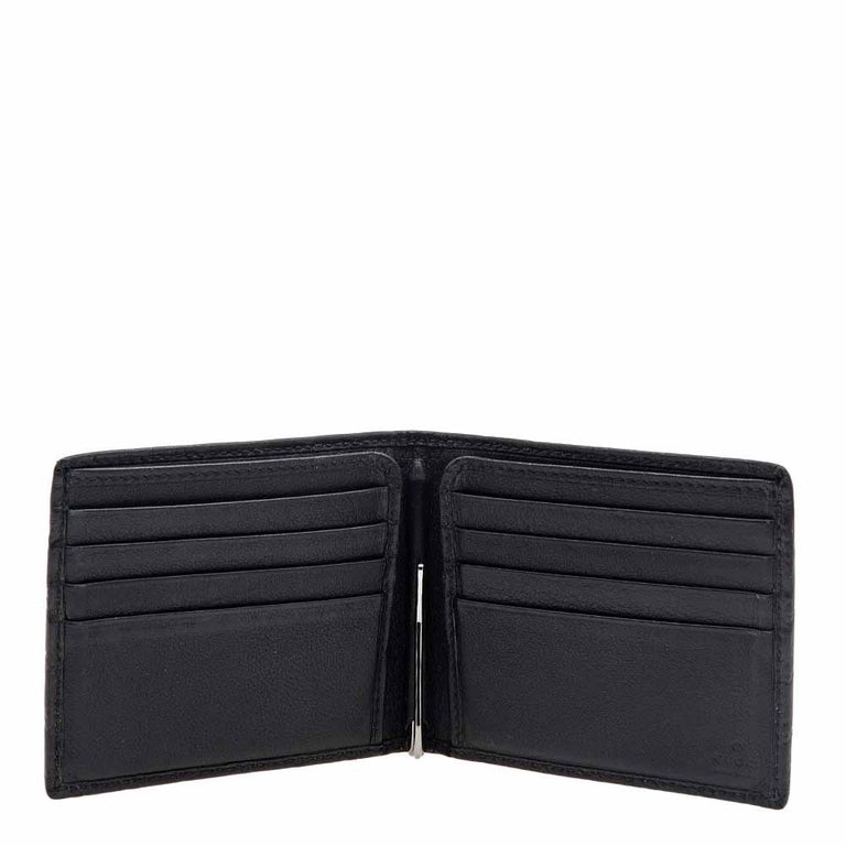 Gucci Black Microguccissima Leather Money Clip Bifold Wallet at 1stDibs