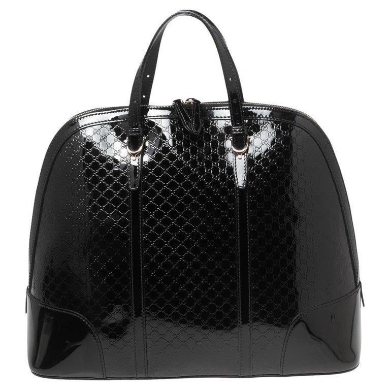 Gucci Black Microguccissima Patent Leather Large Nice Top Handle Bag at ...