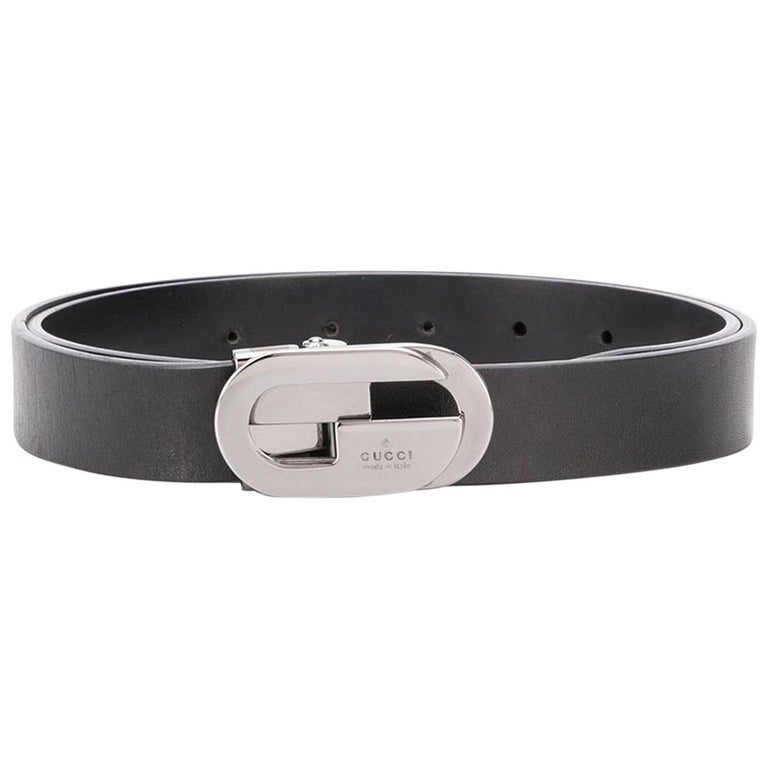 Gucci Black Mini GG Buckle Belt at 1stDibs