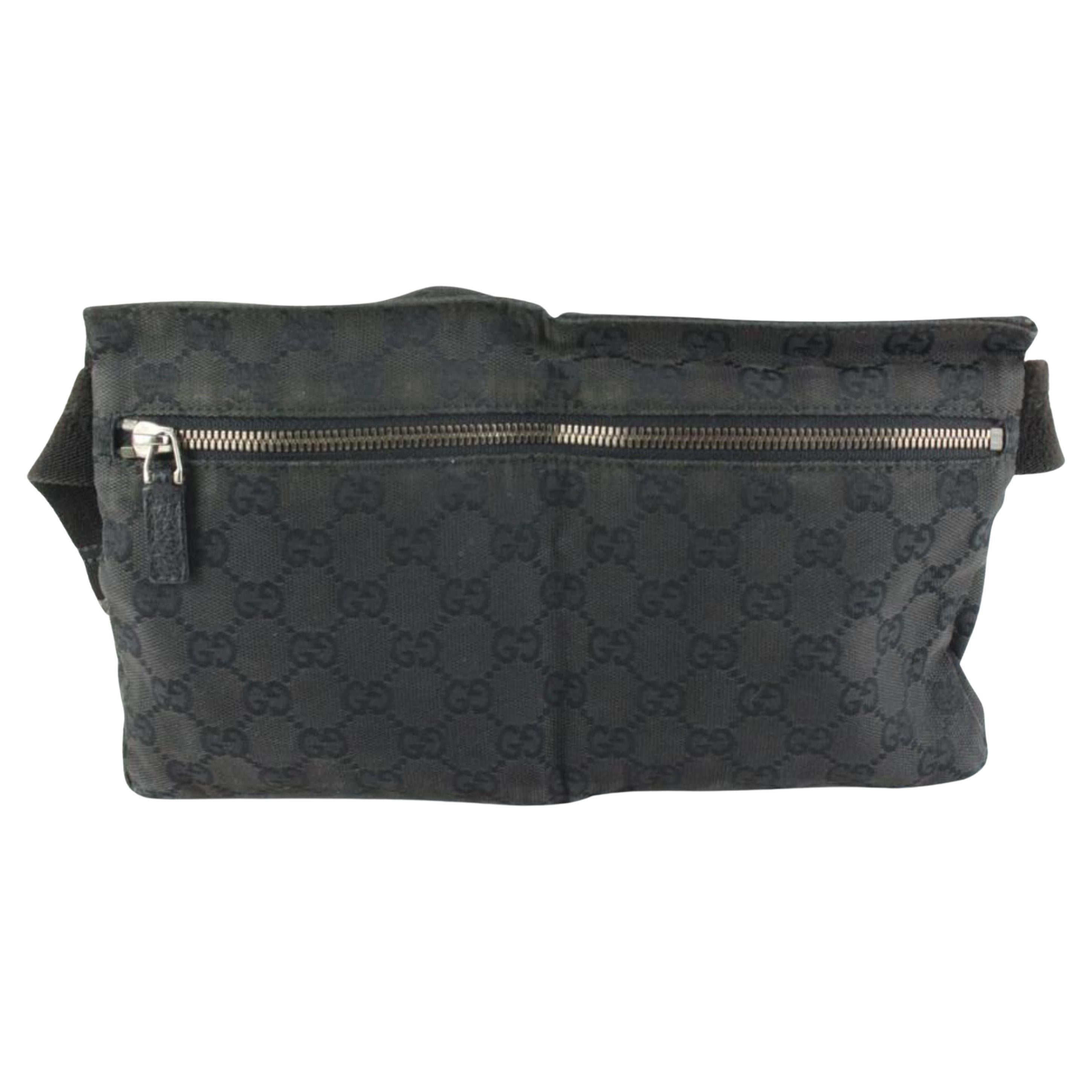 Gucci Black x Grey Monogram Crystal GG Belt Bag Fanny Pack Bum Waist ...